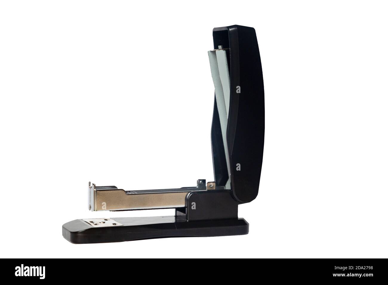 Black office stapler on a white background Isolated Stock Photo - Alamy