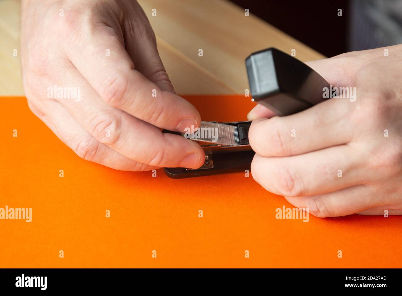 Installing clamp staples in a stationery stapler Stock Photo - Alamy