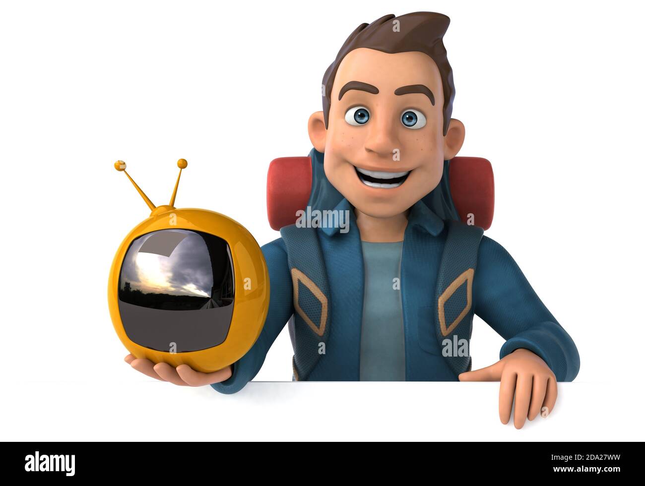 Fun illustration of a 3D cartoon backpacker Stock Photo - Alamy