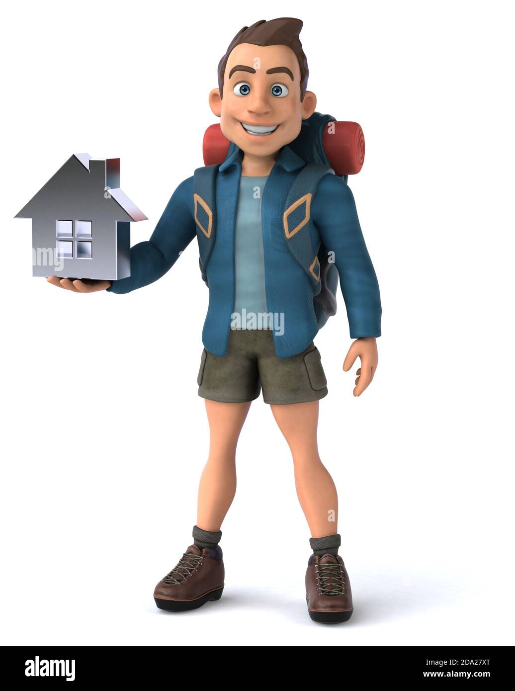 Fun illustration of a 3D cartoon backpacker Stock Photo - Alamy