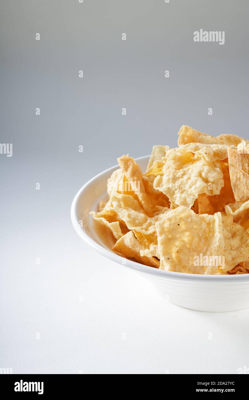 Closeup of a bowl of golden tempting fried yuba Stock Photo - Alamy