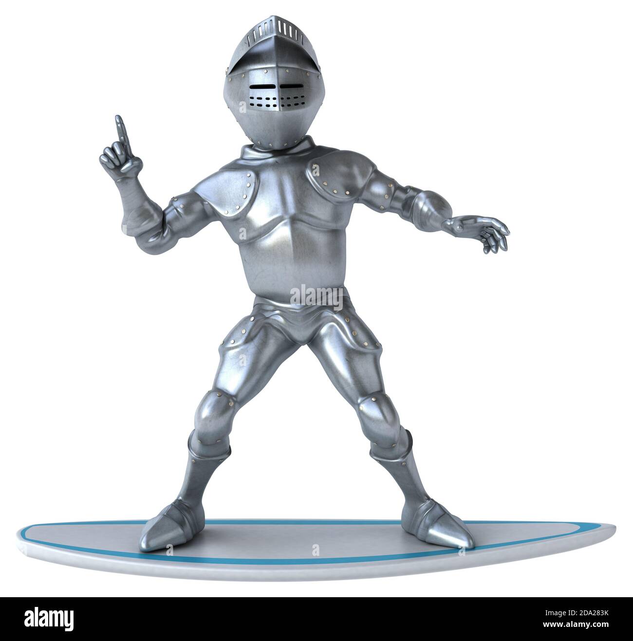 Fun 3D cartoon knight surfing Stock Photo - Alamy