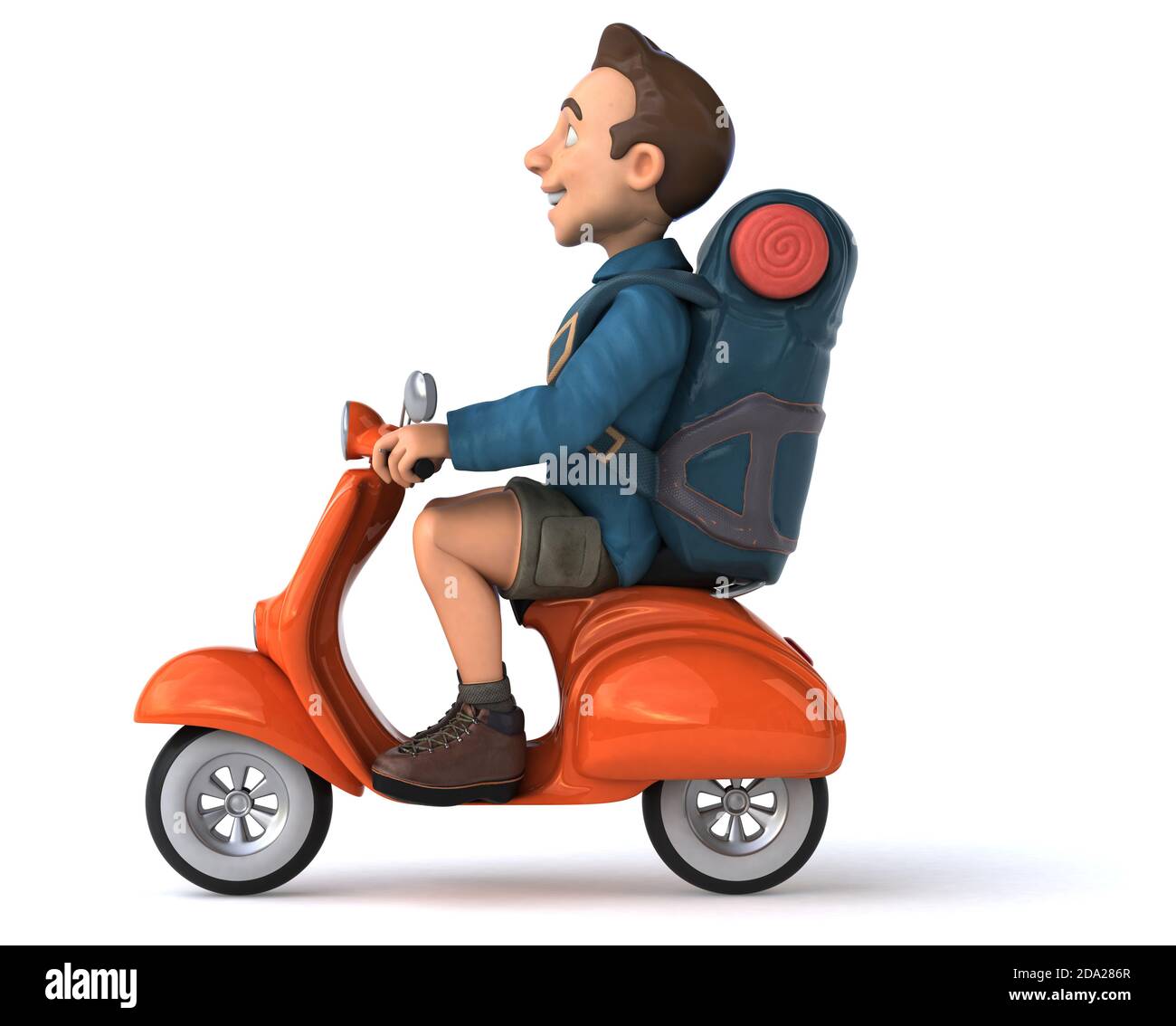 Fun illustration of a 3D cartoon backpacker Stock Photo - Alamy