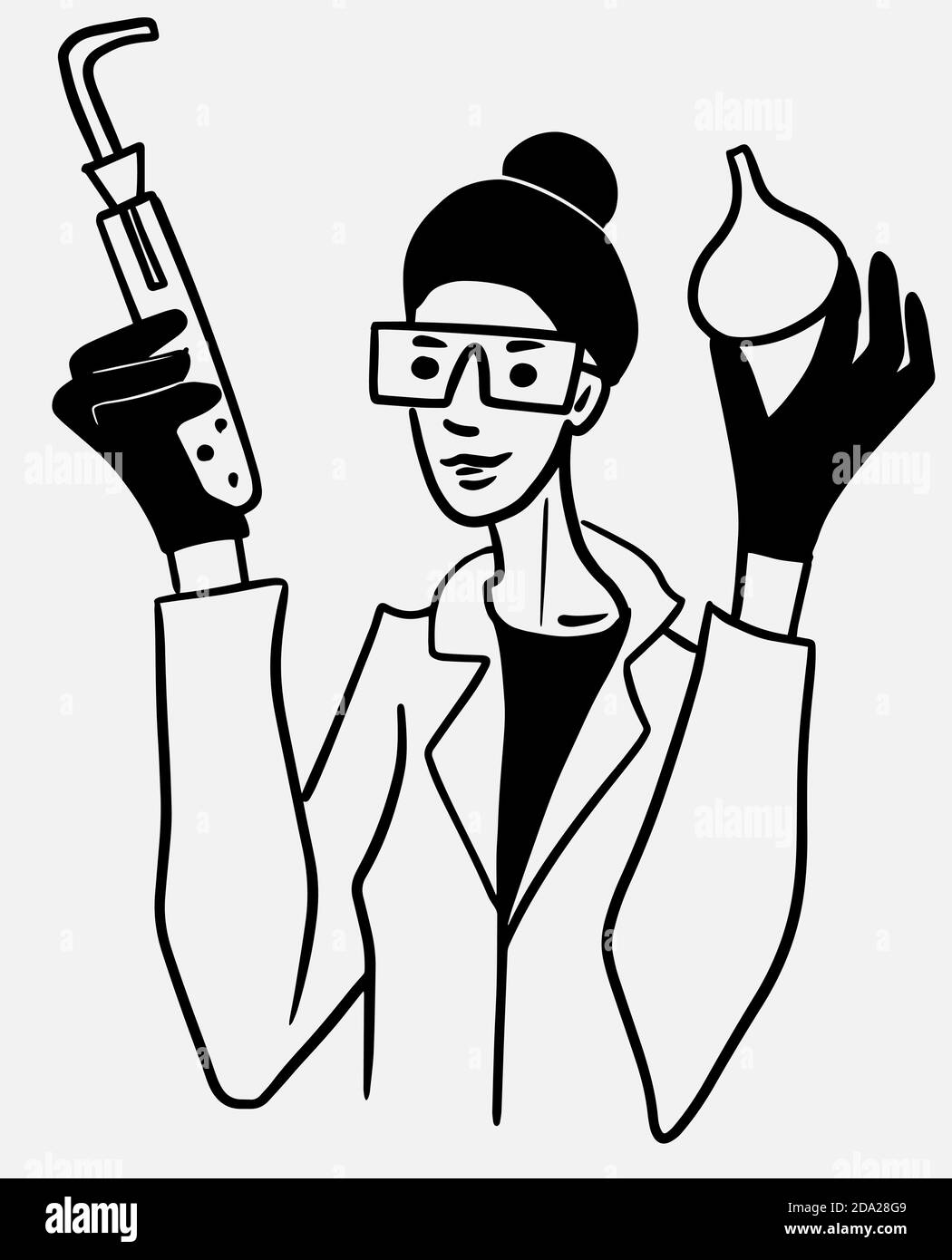 Young woman working in laboratory scientist Student in protective ...