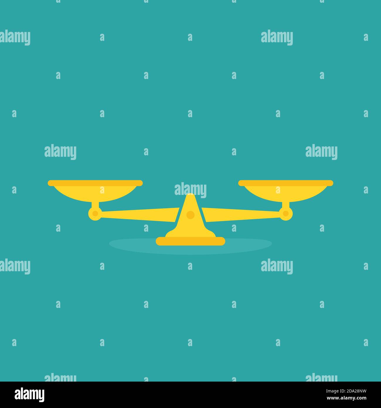 White mechanical scales balance icon isolated on blue. Justice, law ...