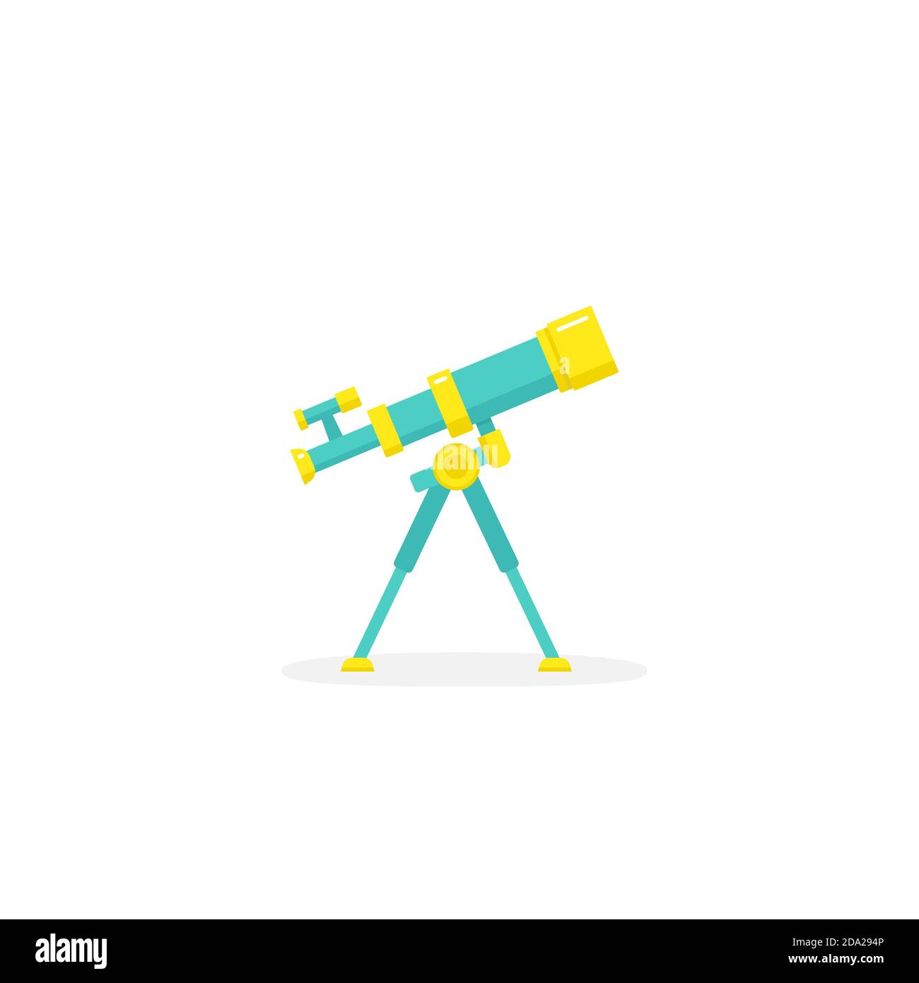 Blue cartoon telescope searching for stars or opportunities. Science ...