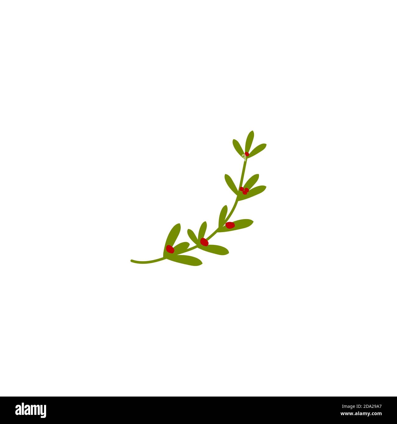 Holly berry hand drawn sprig icon. Christmas symbol vector illustration ...