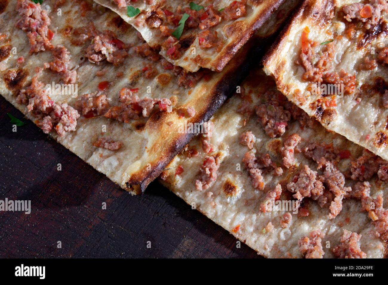 Turkish Pizza. Turkish food minced pide. Konya Etli Ekmek Kebab Stock ... Turkish Pizza. Turkish food minced pide. Konya Etli Ekmek Kebab Stock ...