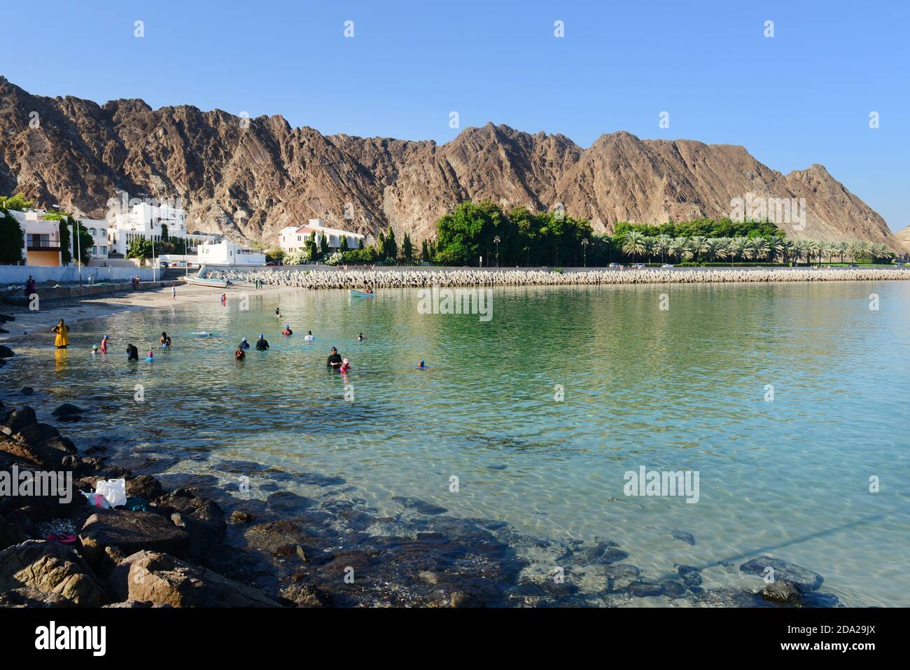 Kalbuh coastline along the Corniche between old Muscat and Mutrah in ...