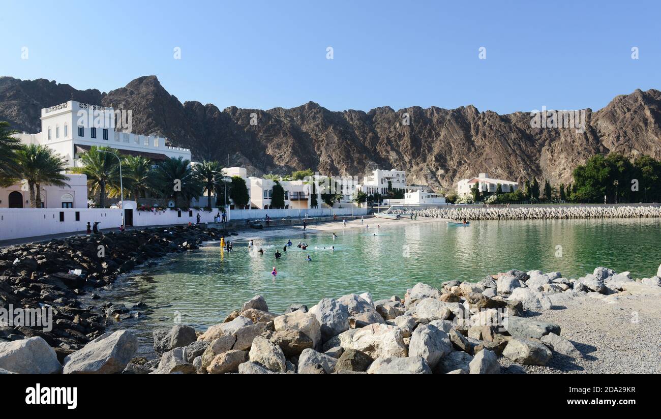 Kalbuh coastline along the Corniche between old Muscat and Mutrah in ...