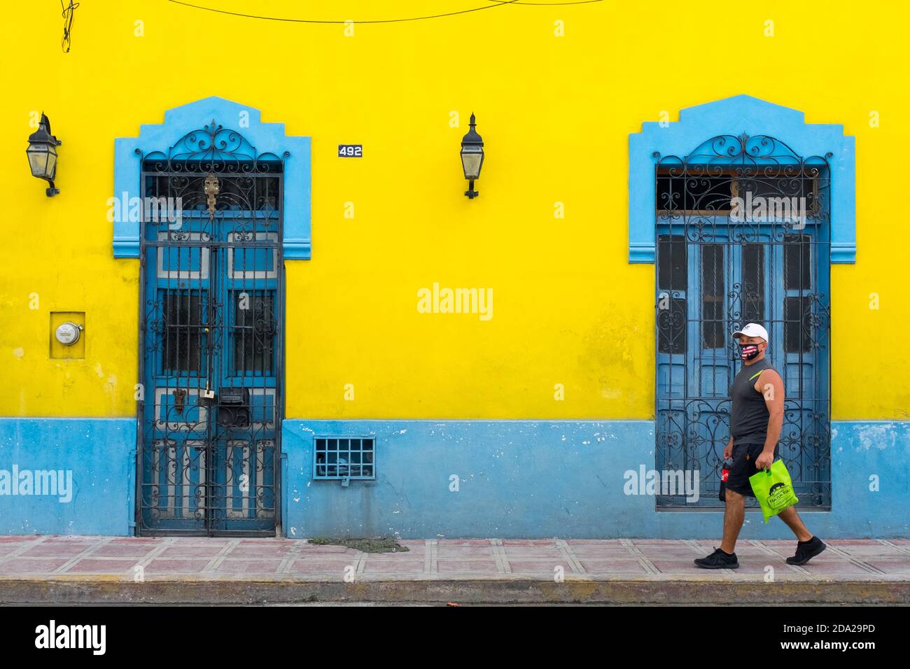 Man walking , Historical Center, Merida Mexico Stock Photo - Alamy