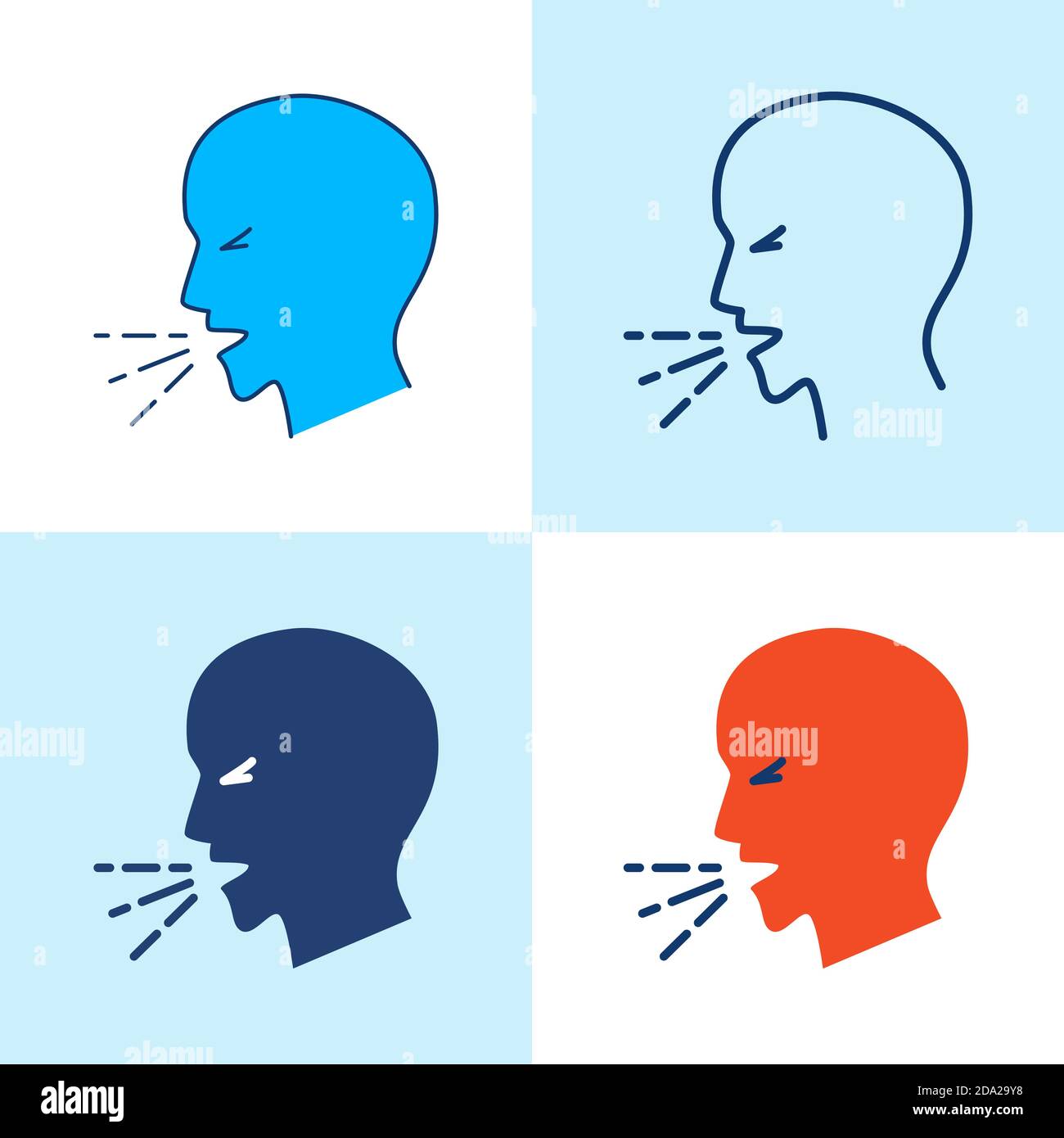 Coughing person icon set in line style Stock Vector Image & Art - Alamy