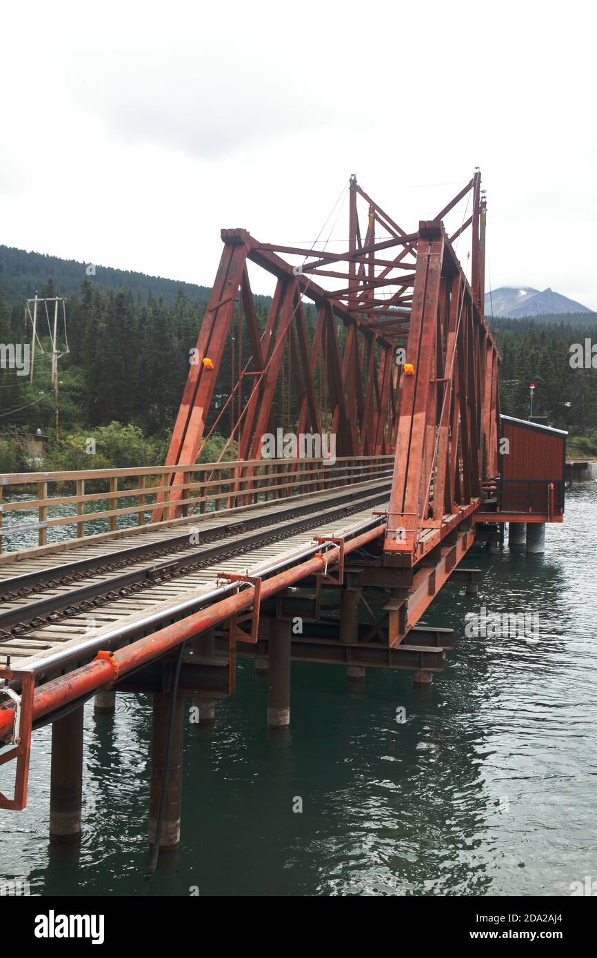 Bridge over the lake - Carcross - Yukon - Canada Stock Photo - Alamy