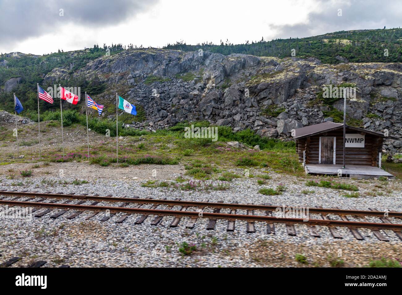 Whitepass border between USA (Alaska) and Canada (Northern British ...