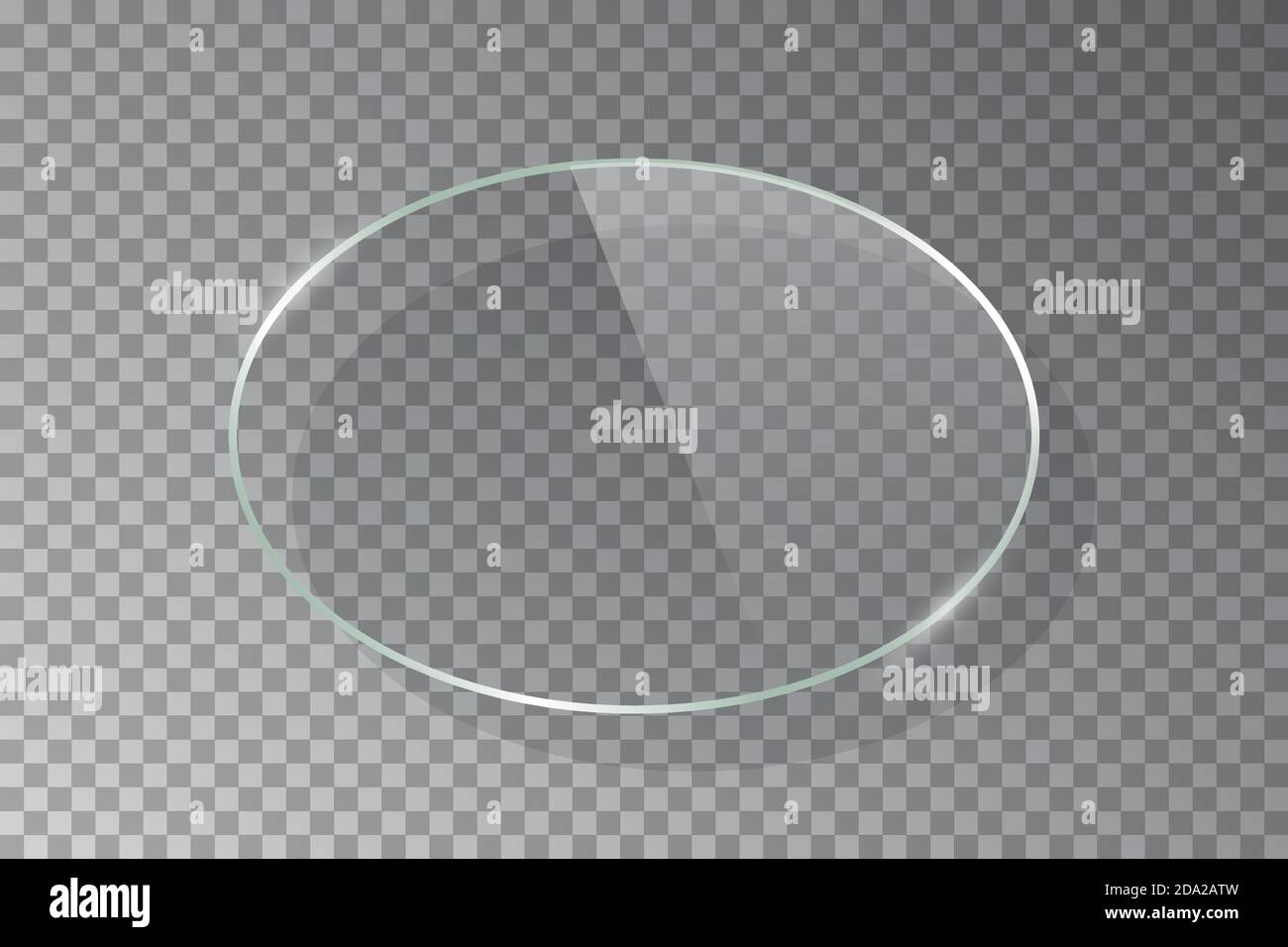 Realistic 3d horizontal ellipse glass frame isolated on grey ...
