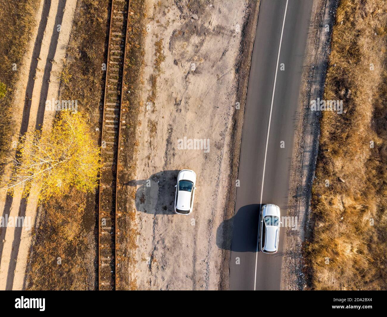 Top view cars driving country hi-res stock photography and images - Alamy