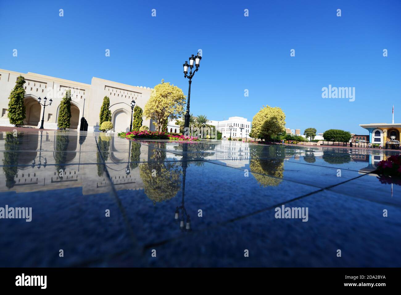 Royal buildings along the main pathway leading to the Al Alam palace in ...