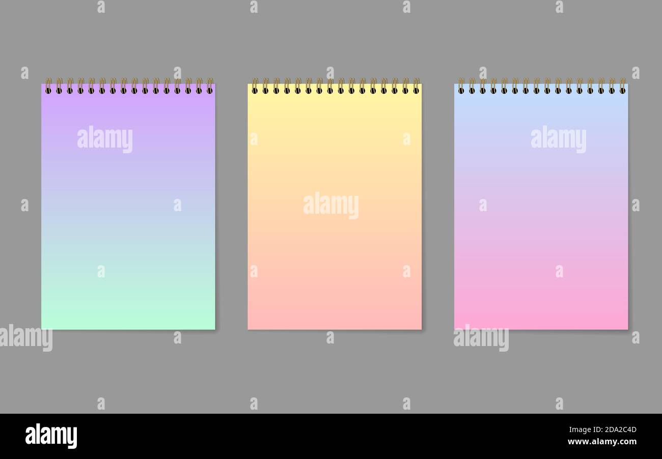 Colored blank notepad sheets. Grident Notebook. Isolation vector ...