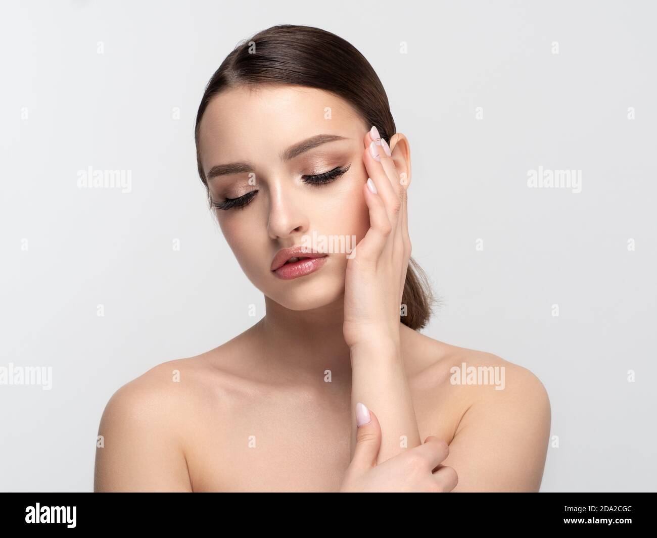 Hair treatment woman closeup touching hi-res stock photography and ...