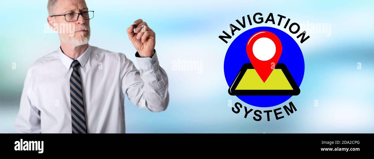 Navigation system concept drawn by a businessman Stock Photo - Alamy