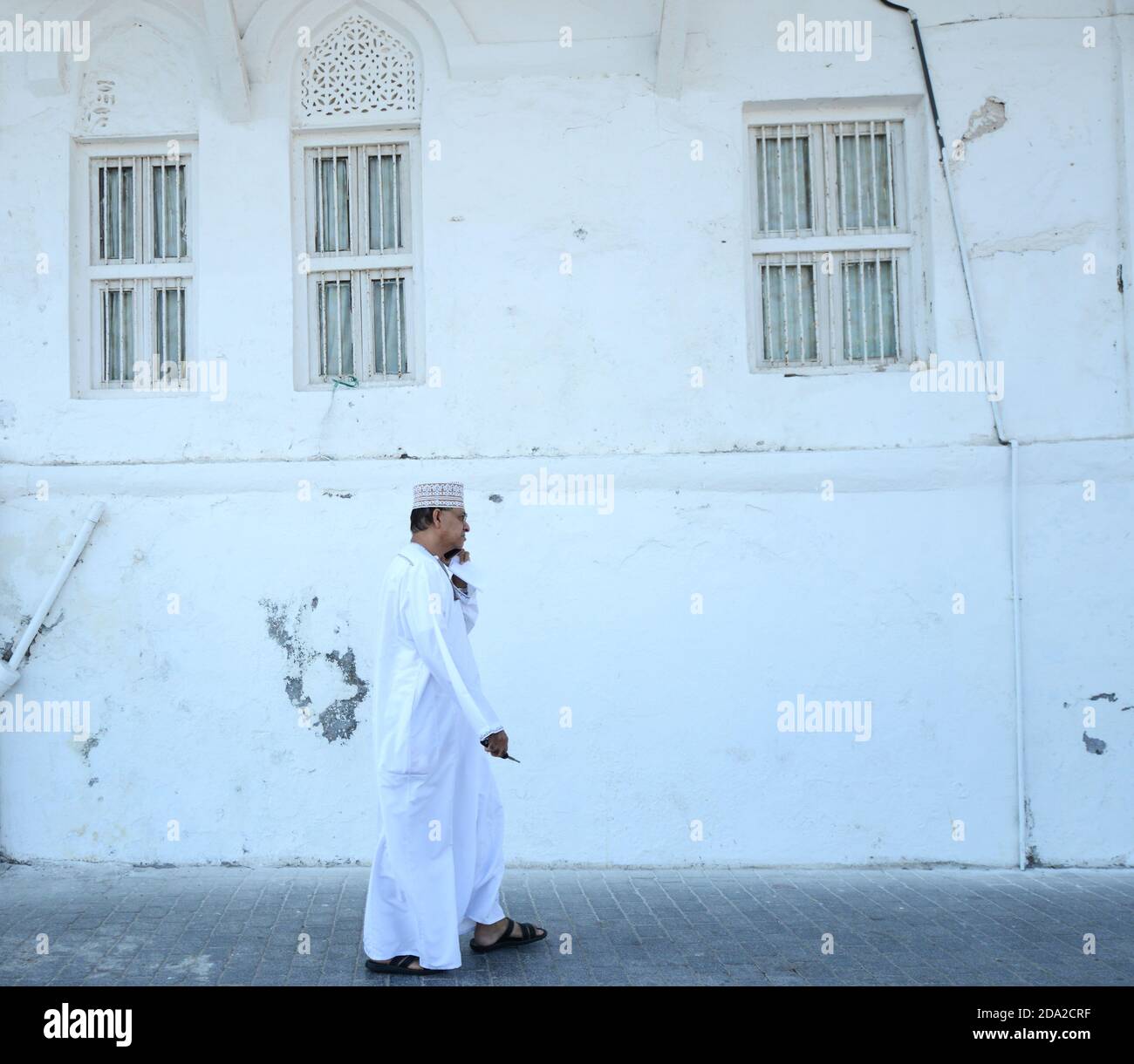 Traditional Omani buildings along the Mutrah corniche in Oman Stock ...
