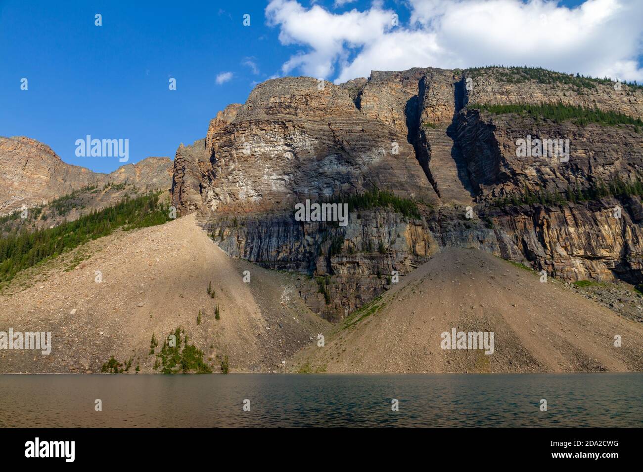 Cliffs over Moraine Lake, Banff National Park, Alberta, Canada Stock ...