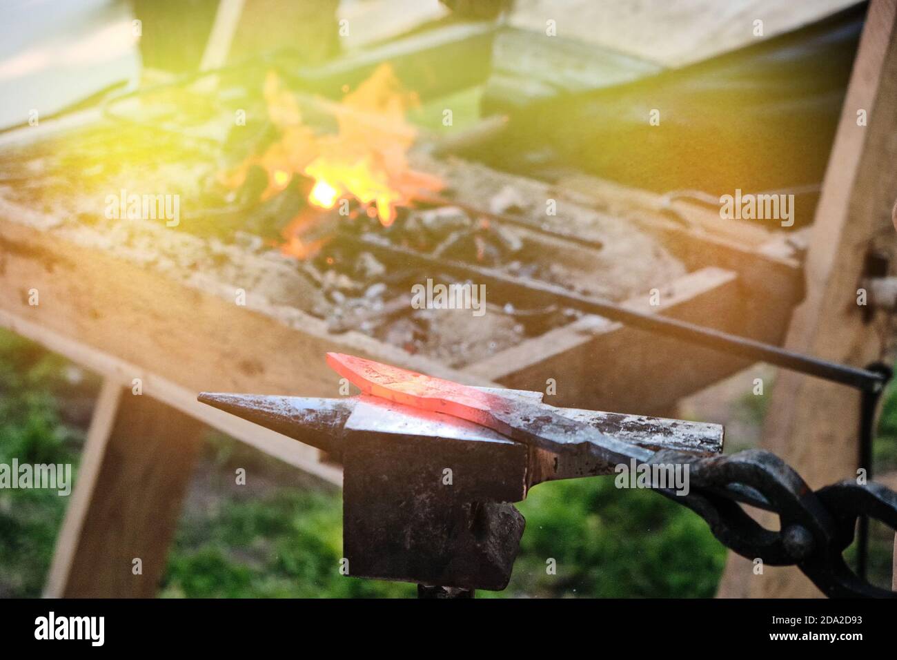 Blacksmith making sword in forge hi-res stock photography and images ...