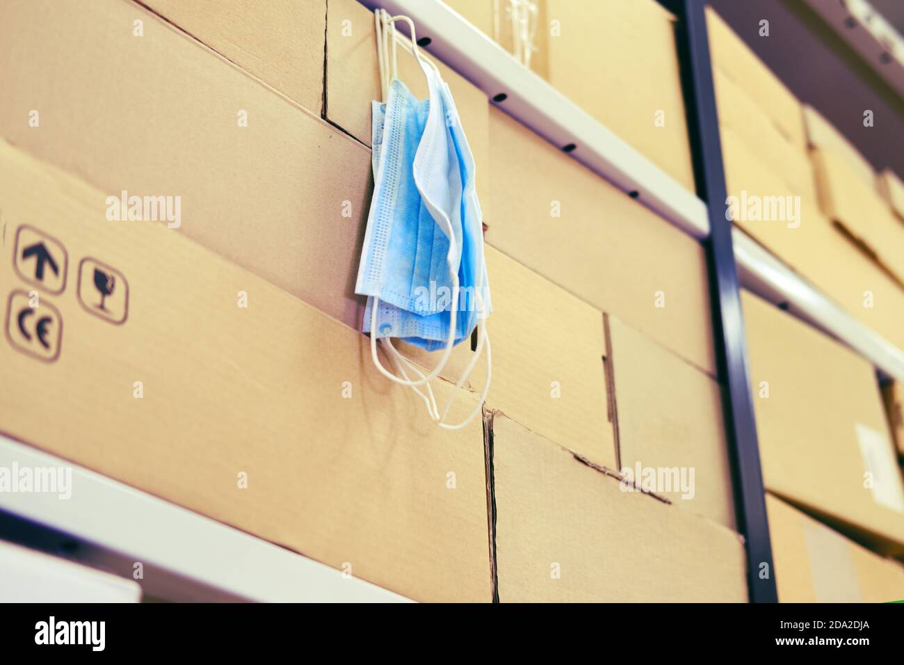 Medical masks in boxes in a large warehouse Stock Photo - Alamy