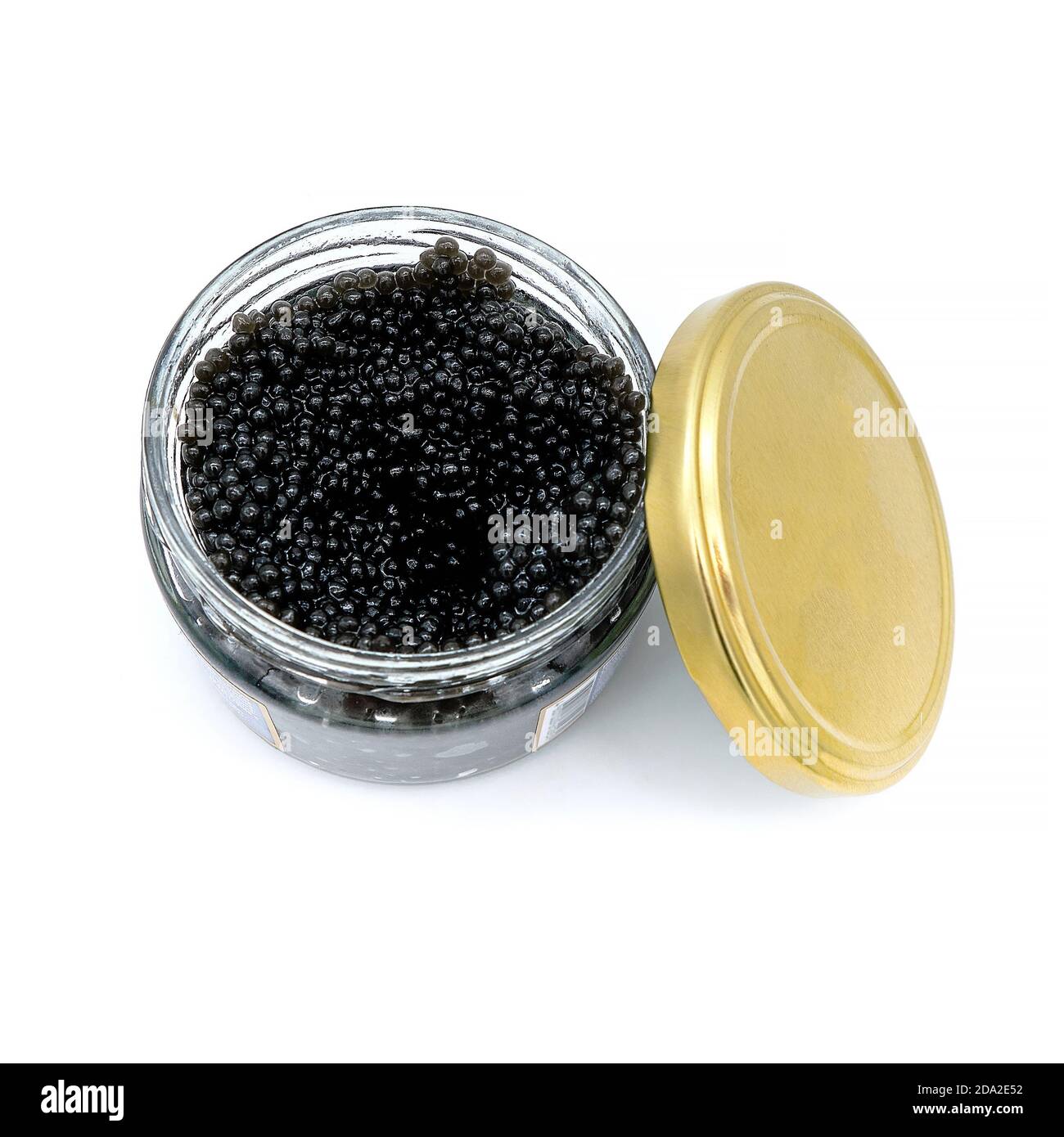 Imitation caviar in a glass jar with a lid. Synthetic food fake fish ...