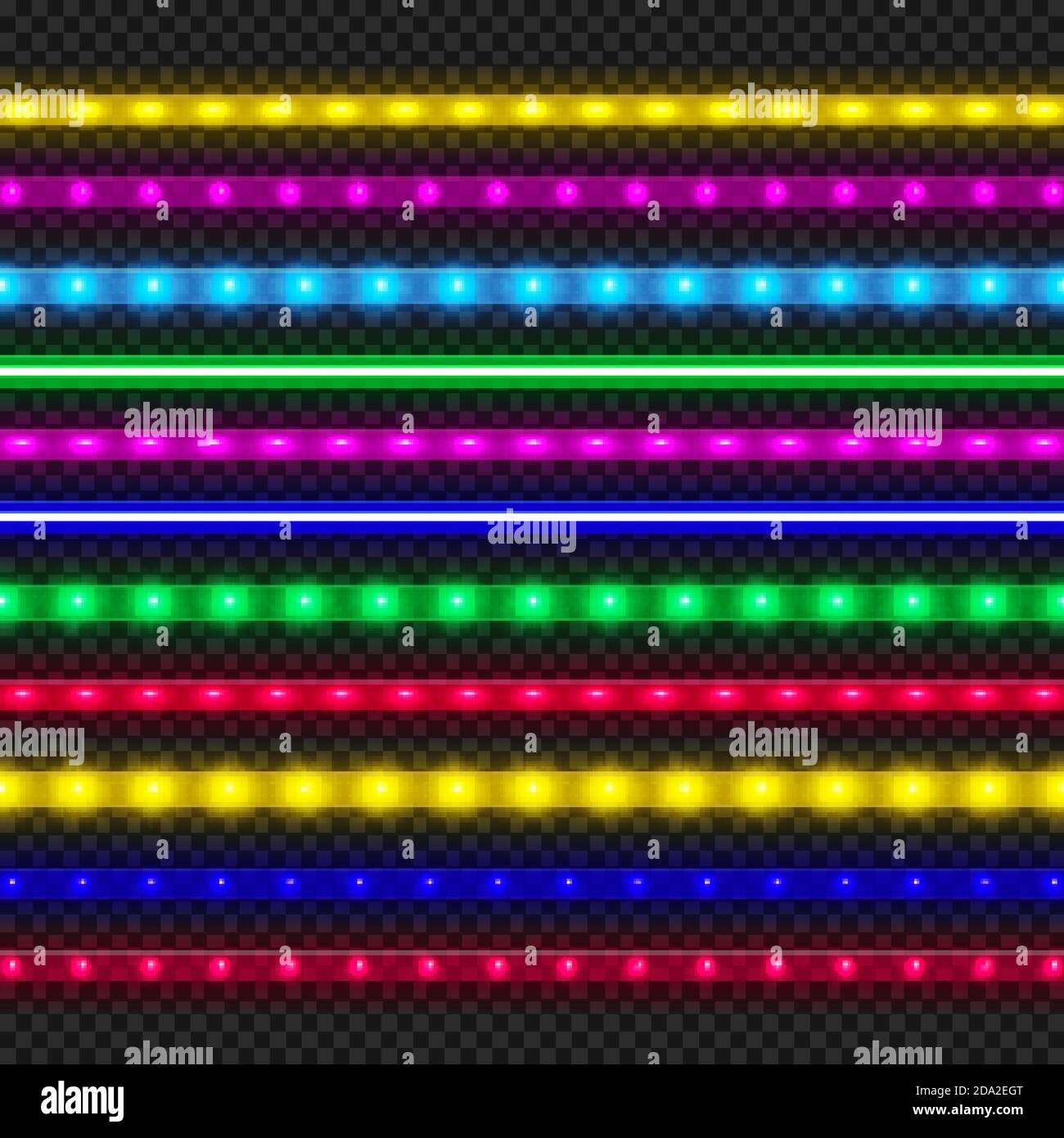 LED strip collection. Colorful glowing illuminated tape decoration ...