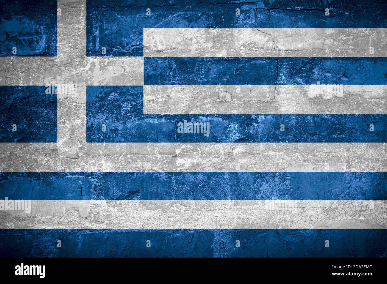 Flag of Greece or Greek banner on wall background Stock Photo - Alamy