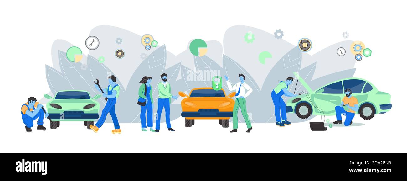 Car repair mechanical services layout for site header or banner vector ...