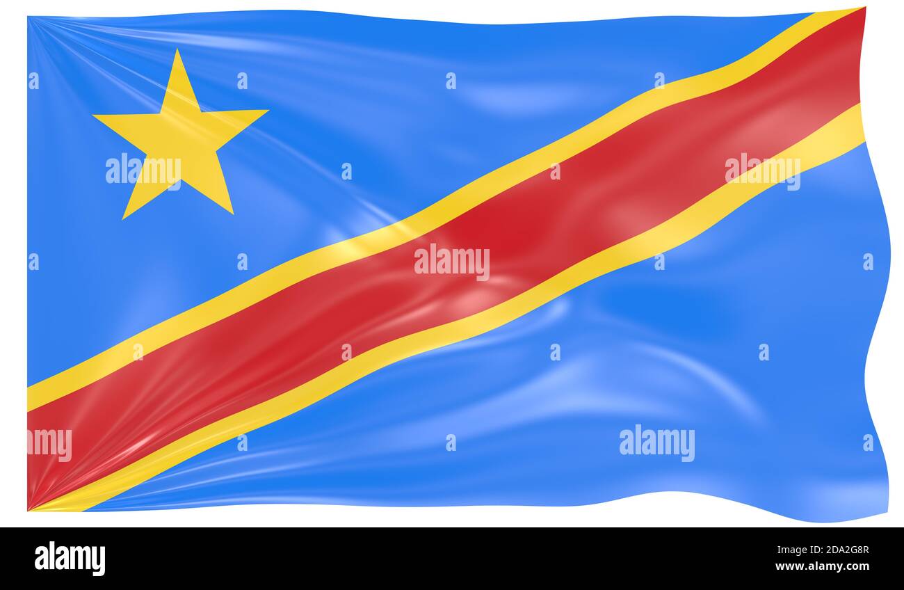 3d Illustration of a Waving Flag of Congo Democratic Republic Stock ...