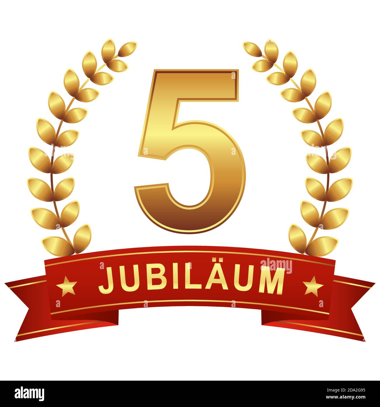 Jubilee button with banner for 5 years (text in german Stock Vector ...