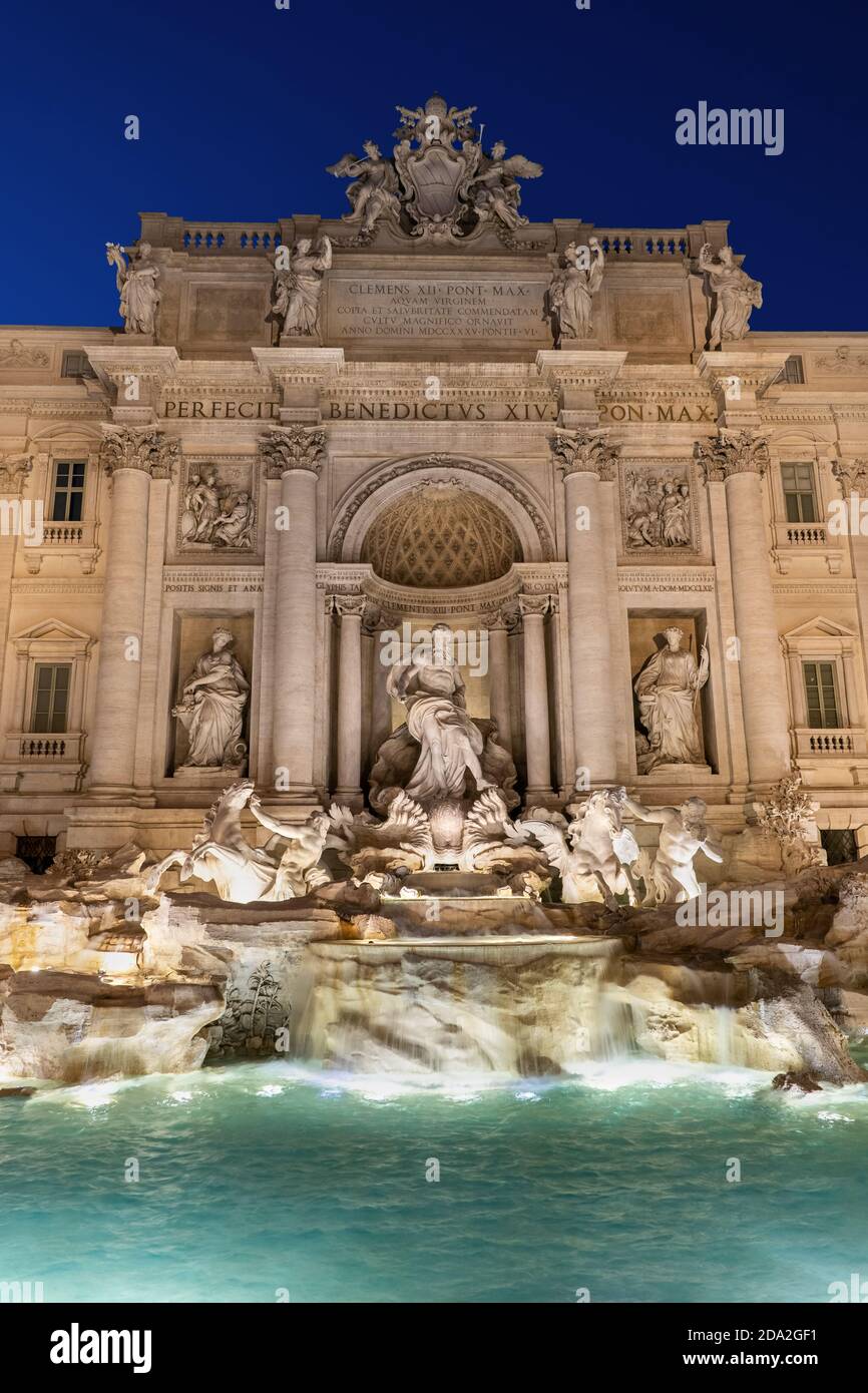 Trevi Fountain (Fontana di Trevi) at night in city of Rome, Italy ...