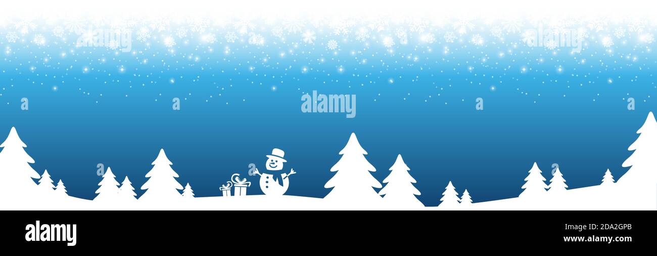 eps vector file showing a christmas panorama header with fall of snow ...