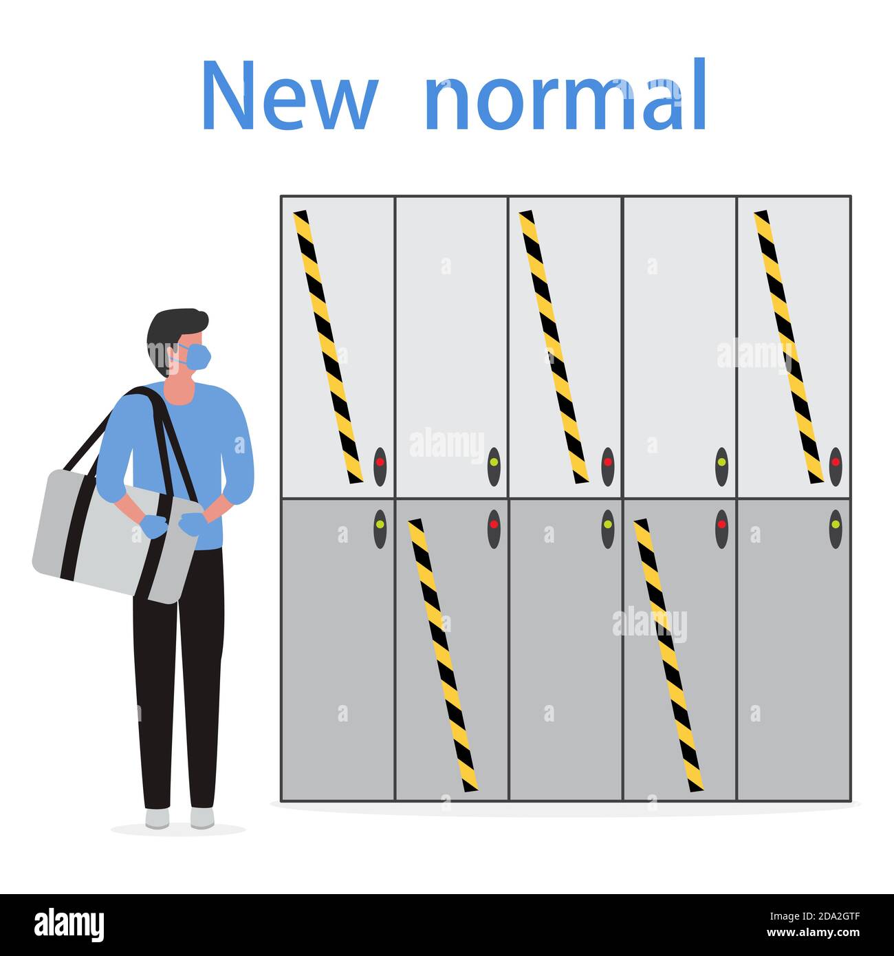 Vector illustration Locker room with safe lockers in sports club ...