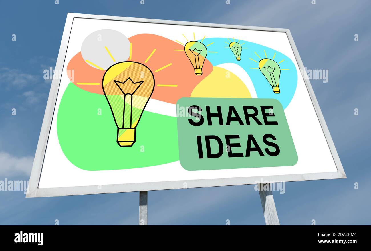 Share ideas concept drawn on a billboard Stock Photo - Alamy