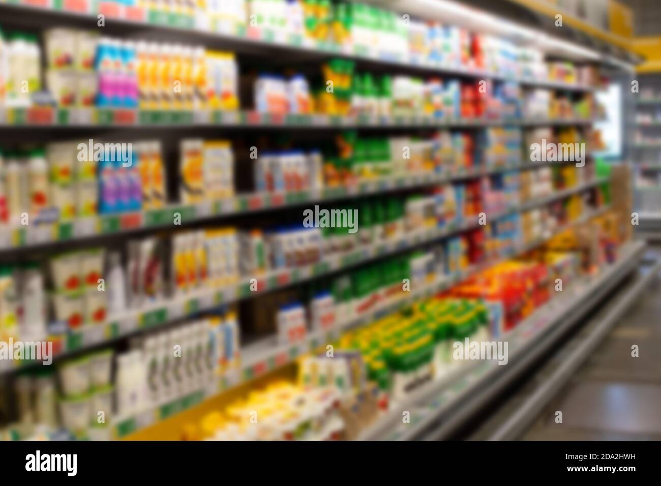 Defocus background grocery store shelves dairy department. Blurred ...