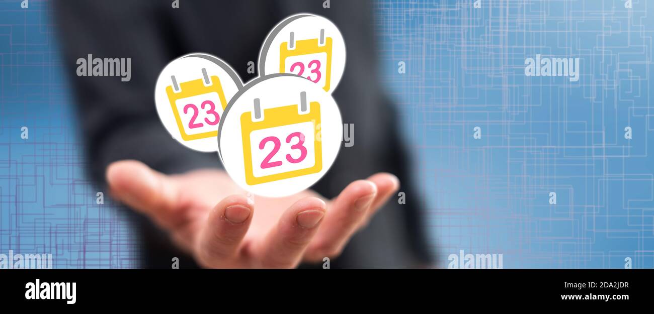 Calendar concept above hand hi-res stock photography and images - Alamy