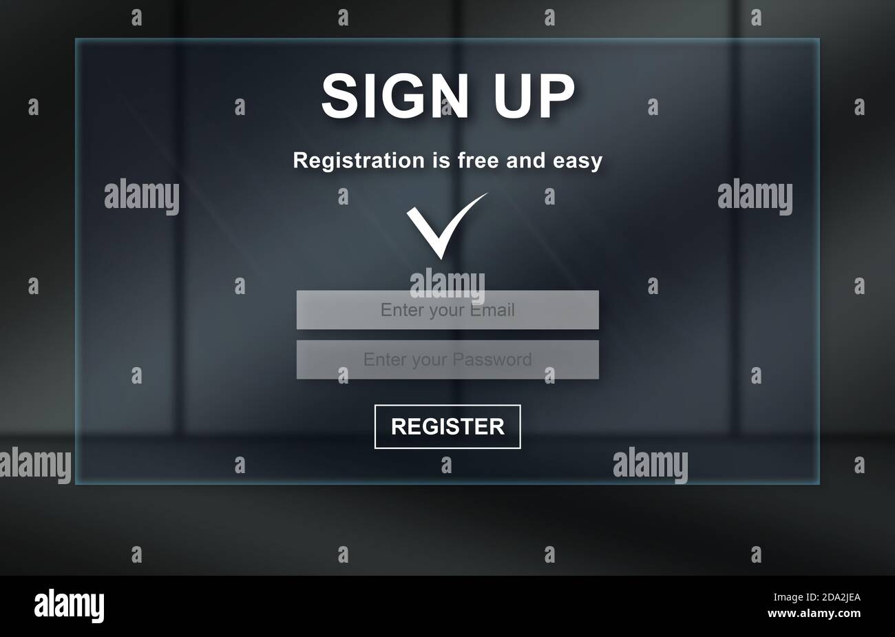 Sign up concept on dark background Stock Photo - Alamy