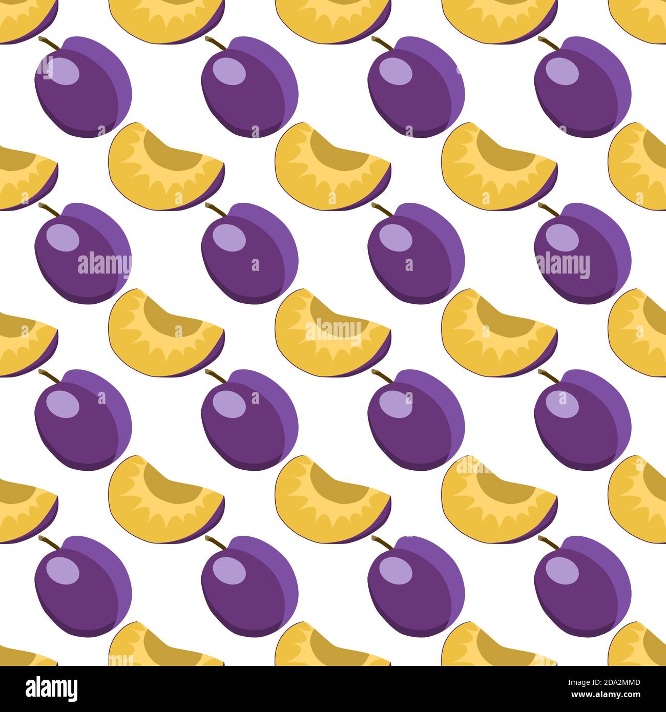 Illustration on theme big colored seamless purple plum, bright fruit ...