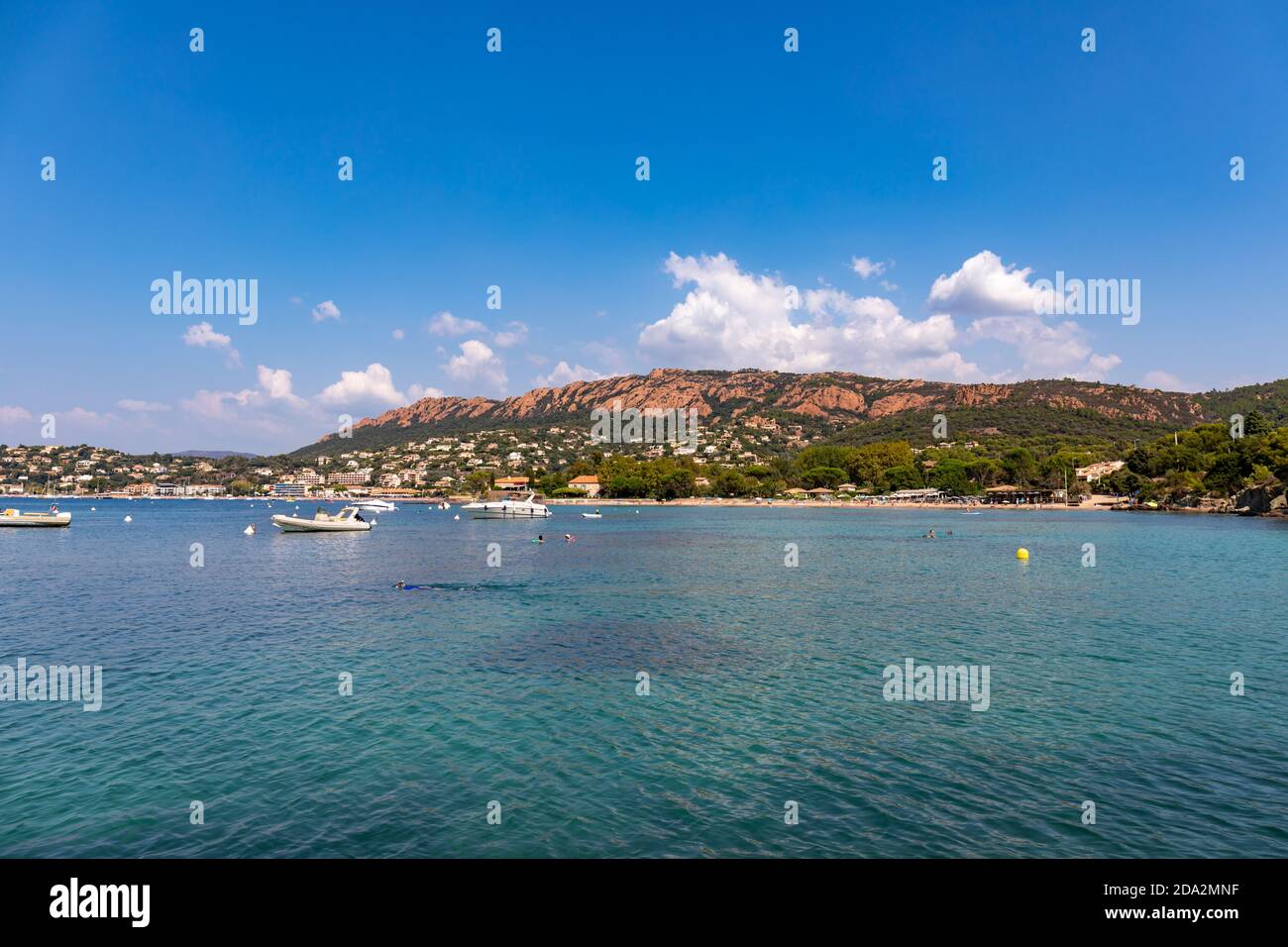 Saint-Raphael, Var, France - Agay bay and Esterel massif Stock Photo ...