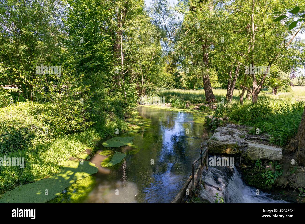 Small river in the village of Giverny, Eure, Normandy, France Stock ...