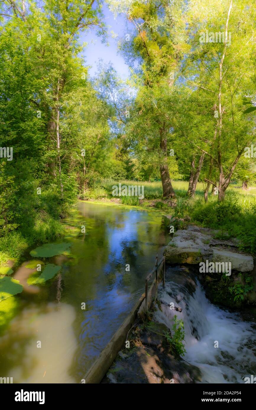 Small river in the village of Giverny, Eure, Normandy, France Stock ...