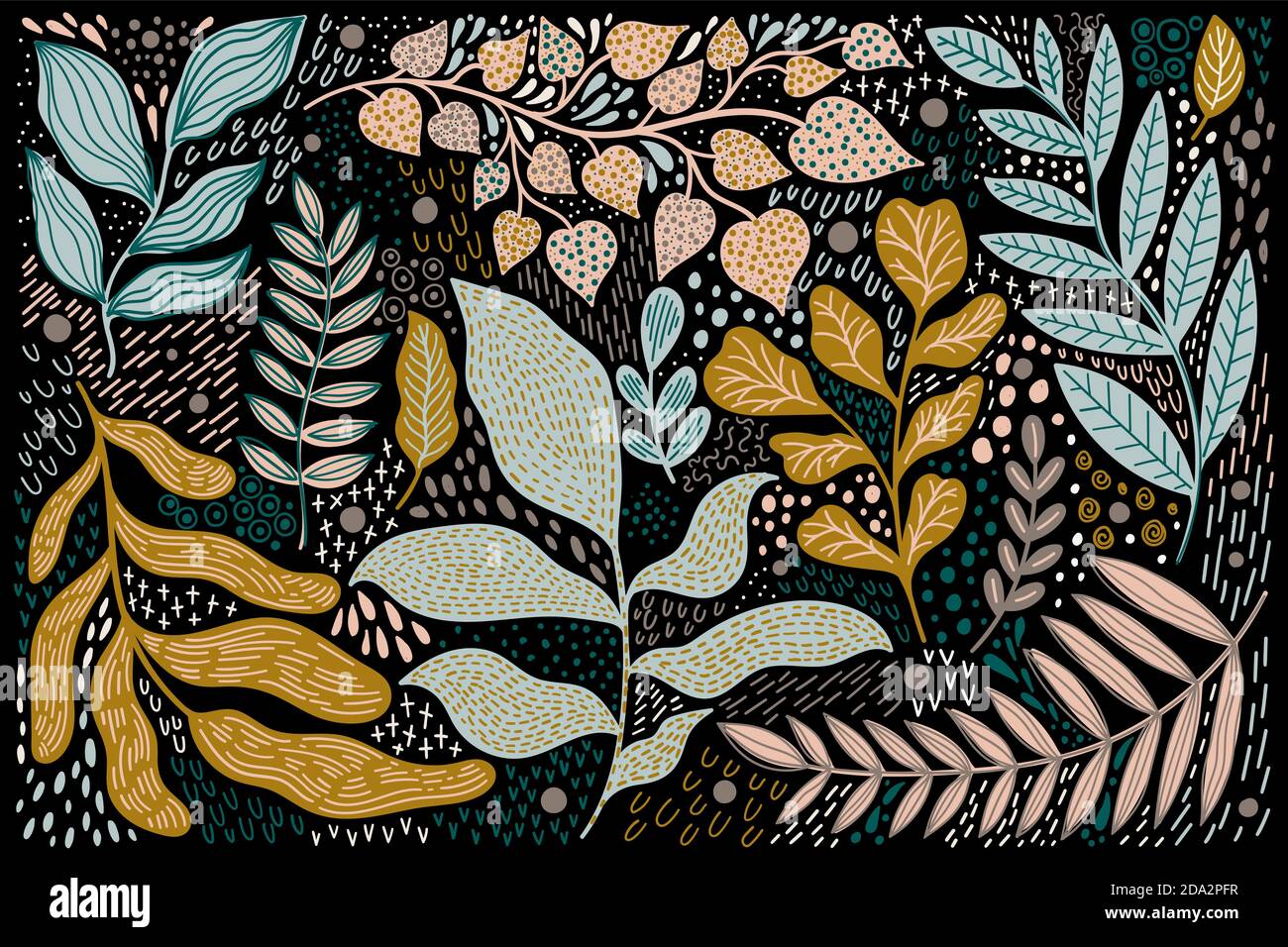 Set plant modern abstract. Floral nature fancy collection.Hand drawing ...
