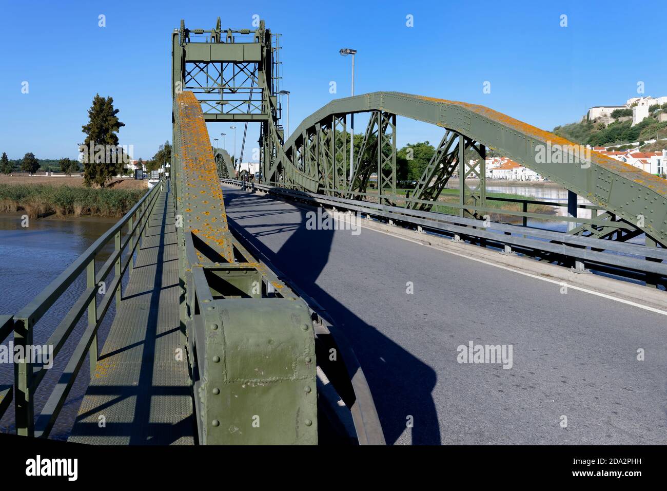 Iron drawbridge over the Sado river, Alcacer do Sal, Lisbon coast ...