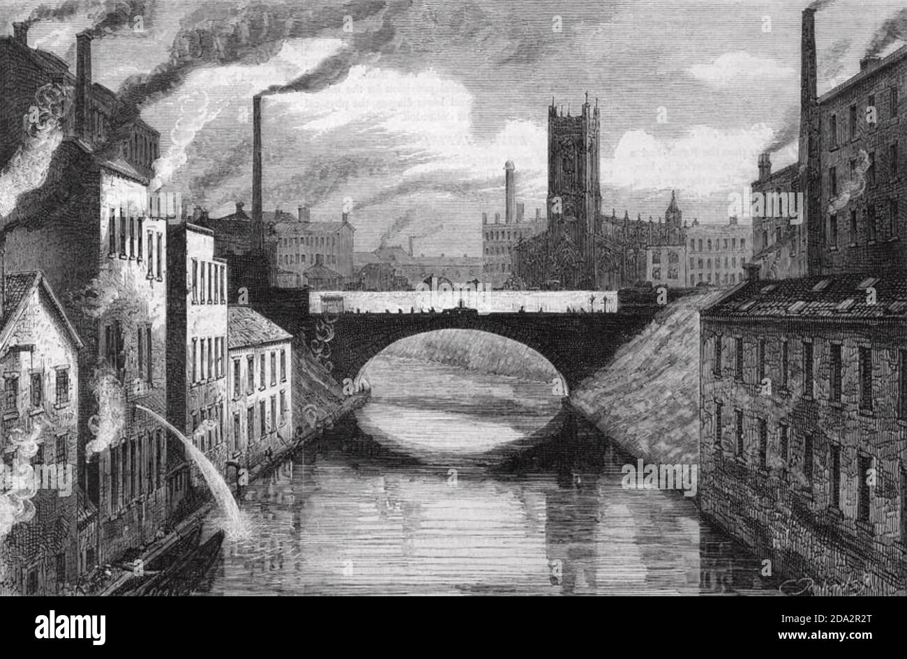 MANCHESTER, England. An 1876 view showing the Irwell River from ...