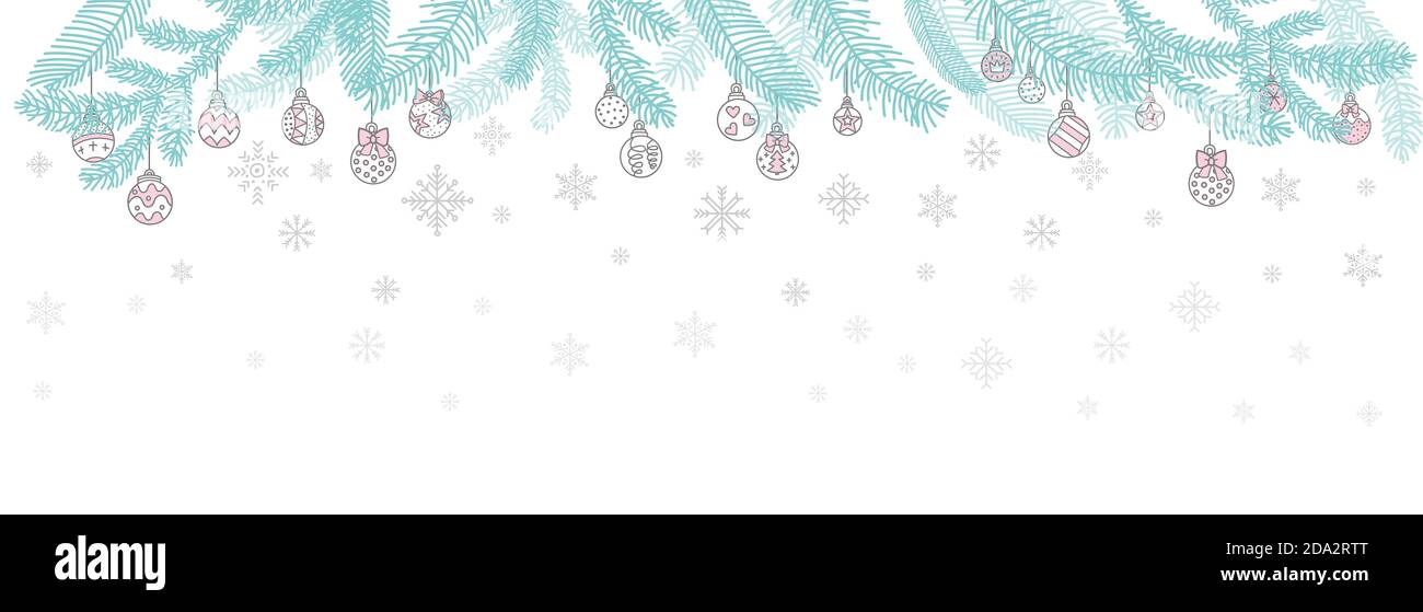 Vector horizontal winter banner Christmas tree branch Stock Vector ...