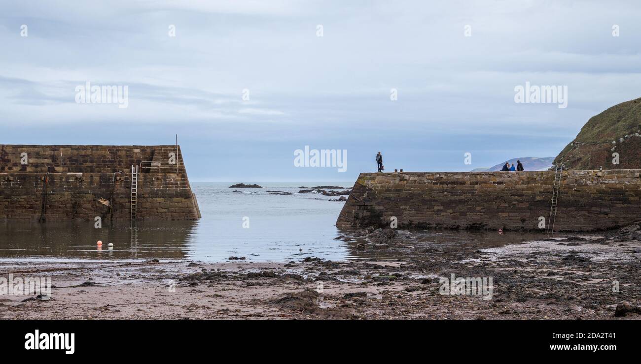 Cove Harbour at low tide near Berwick upon Tweed in the Scottish ...
